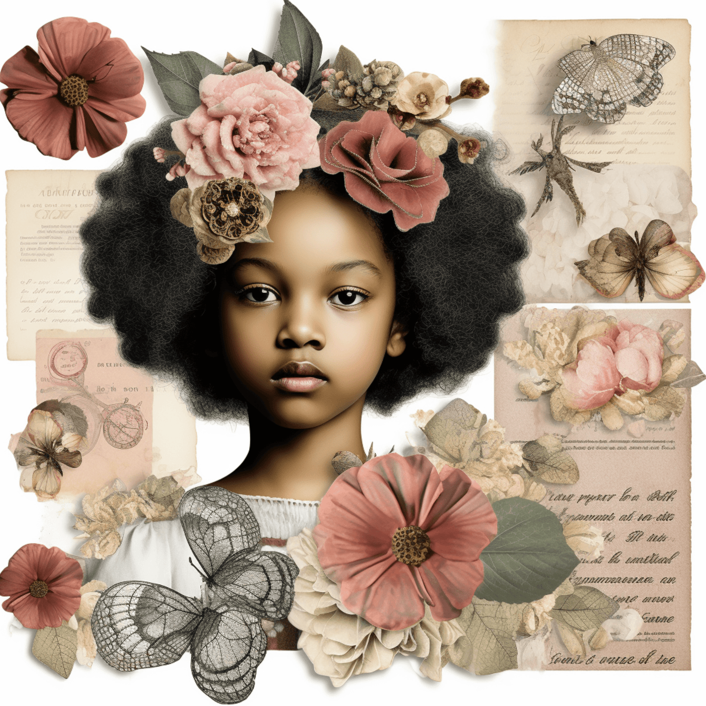 Bloomed & Bemused (Paperback) Fancy Collage Papers of Faces & Flowers ...